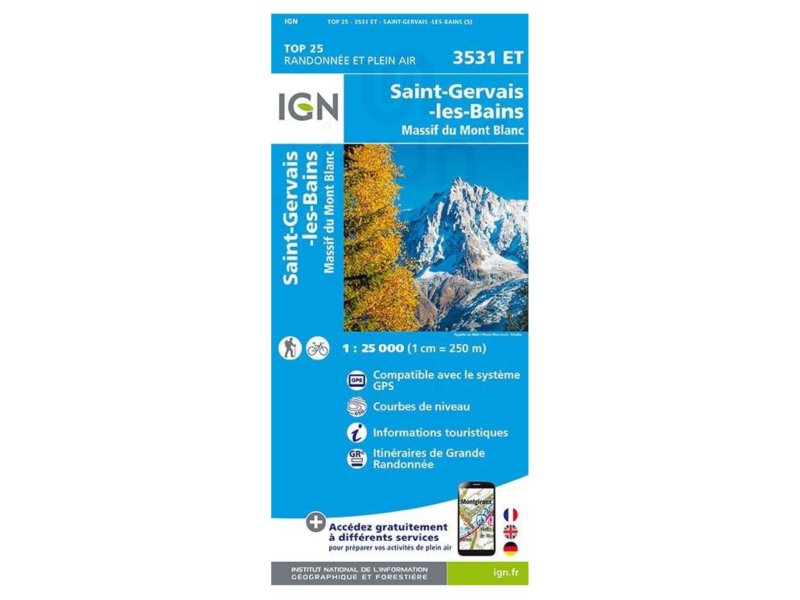 Carte IGN Saint-Gervais-les-Bains 3531ET