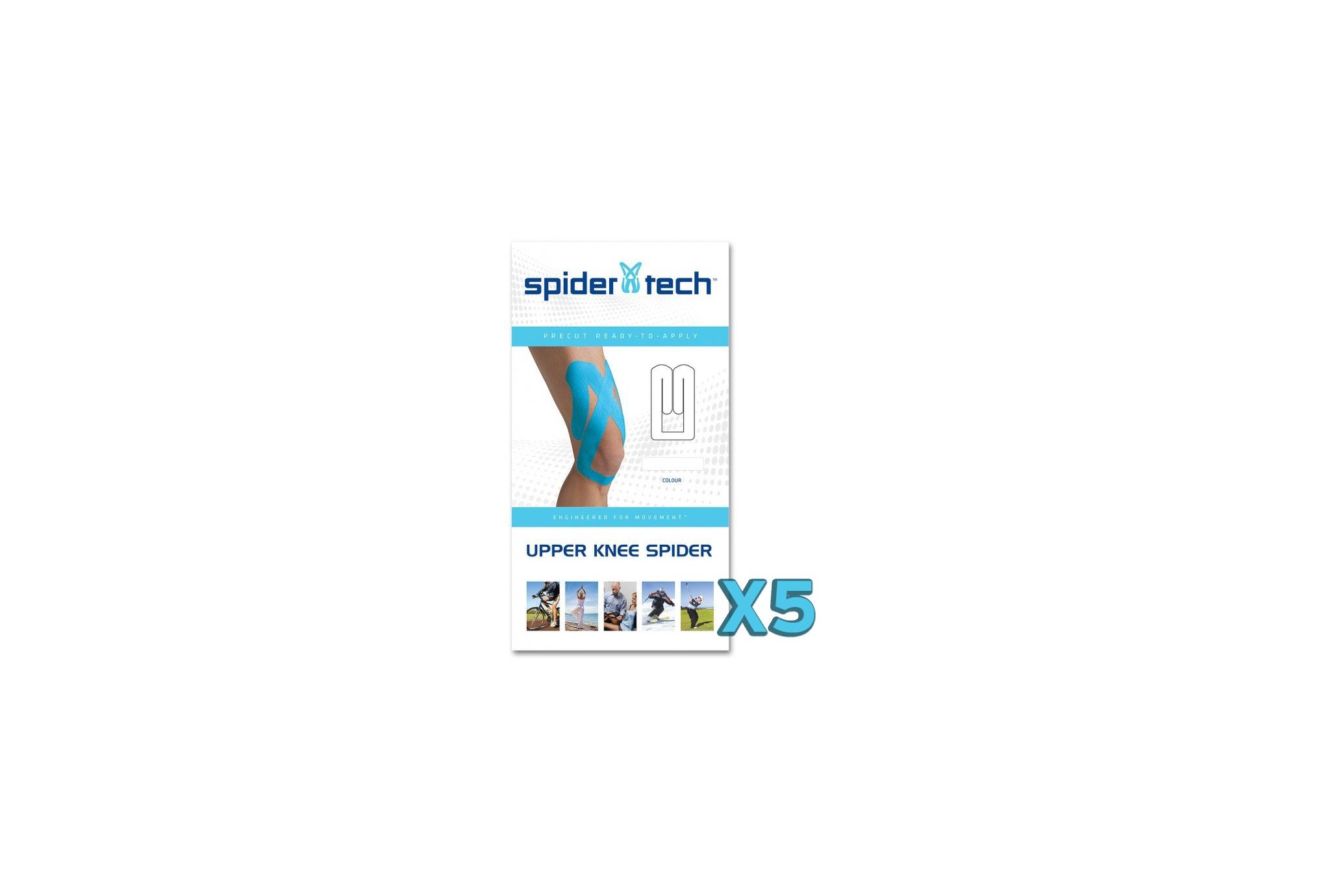 SpiderTech Rodilla- pack de 5 tapes en promoción | Accesorios Protección muscular y articular ...